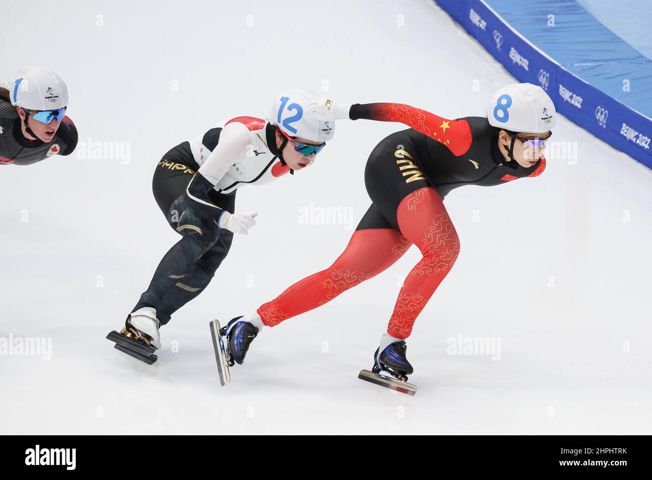 Beijing, China. 19th Feb, 2022. (L - R) Ayano Sato (JPN), Qishi Li (CHN ...