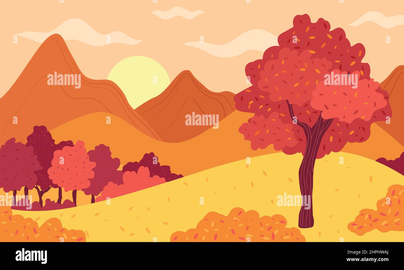 Tranquil view garden trees Stock Vector Images - Alamy