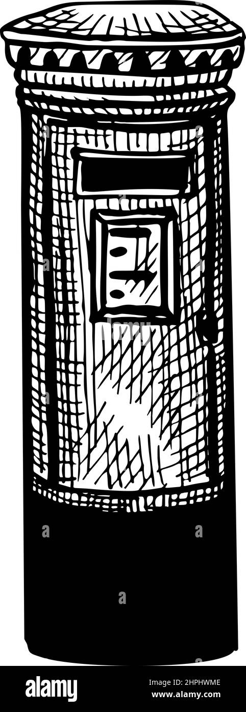 Mailbox sketched isolated. Vintage letterbox in hand drawn style ...