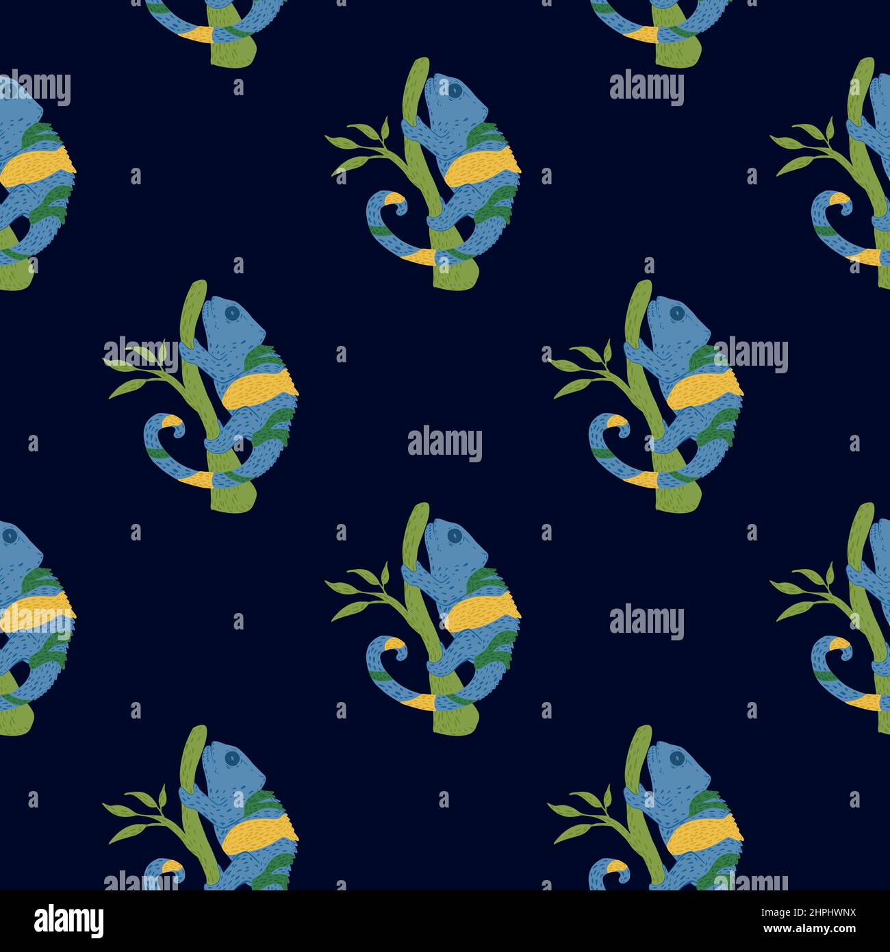 Chameleon seamless pattern. Background of tropical lizard. Repeated ...