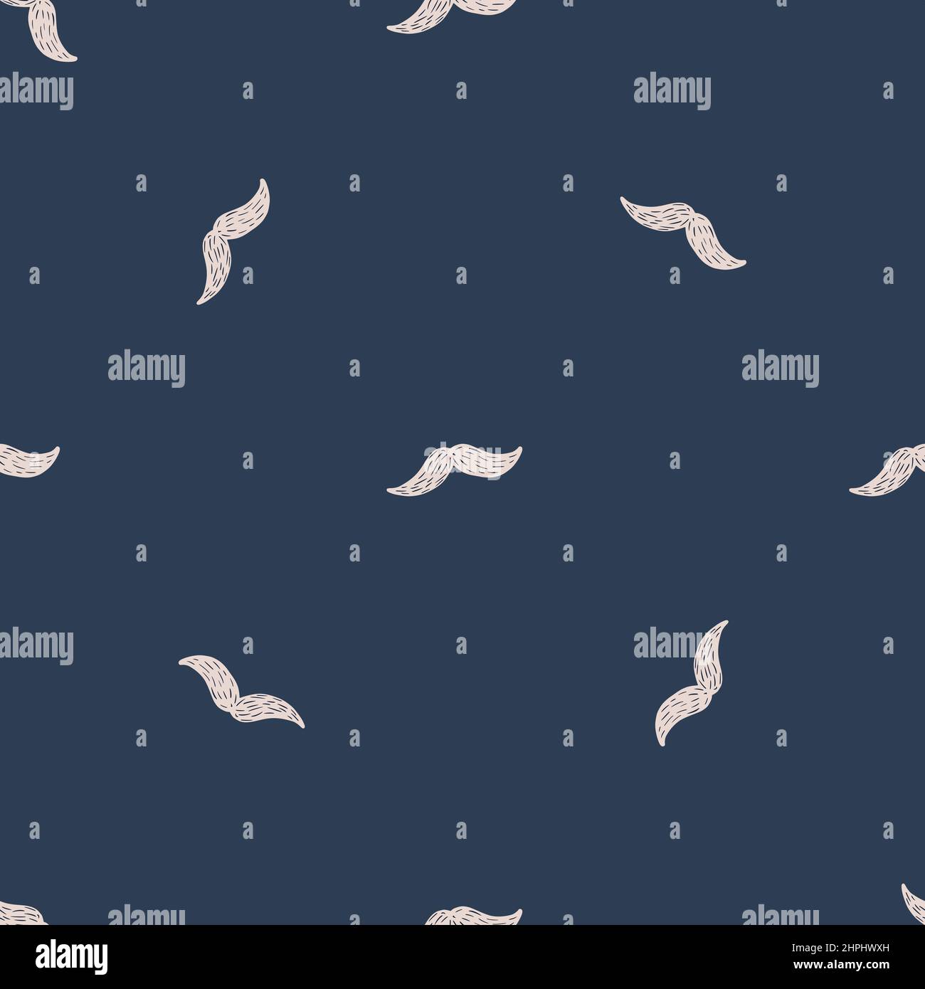 Mustache seamless pattern on. Vintage barber shop in doodle style. Hand ...