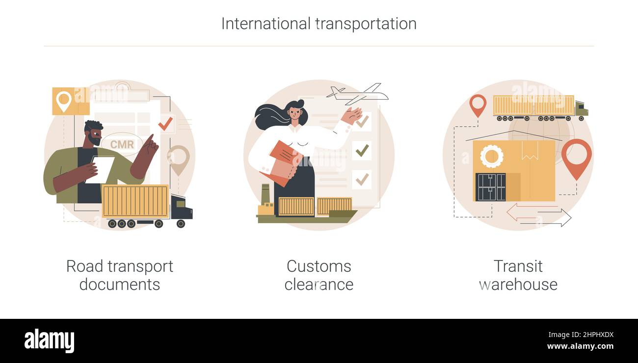 International transportation abstract concept vector illustration set ...