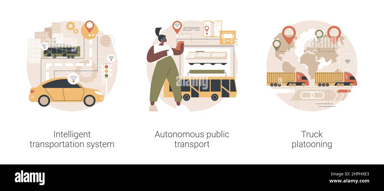 Modern logistics abstract concept vector illustration set. Intelligent ...