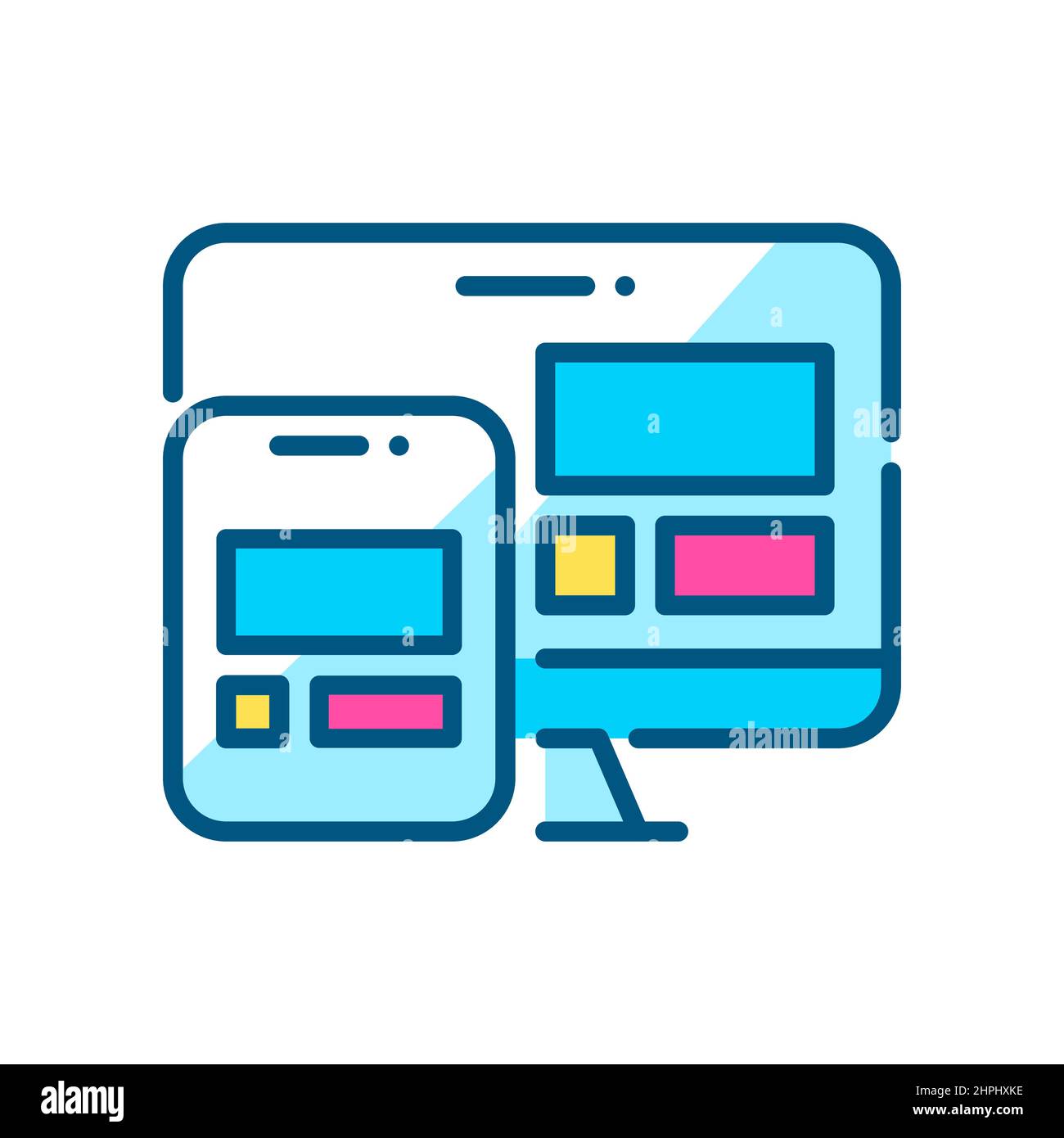 Scalable responsive web design symbol. Same layout on PC and tablet ...