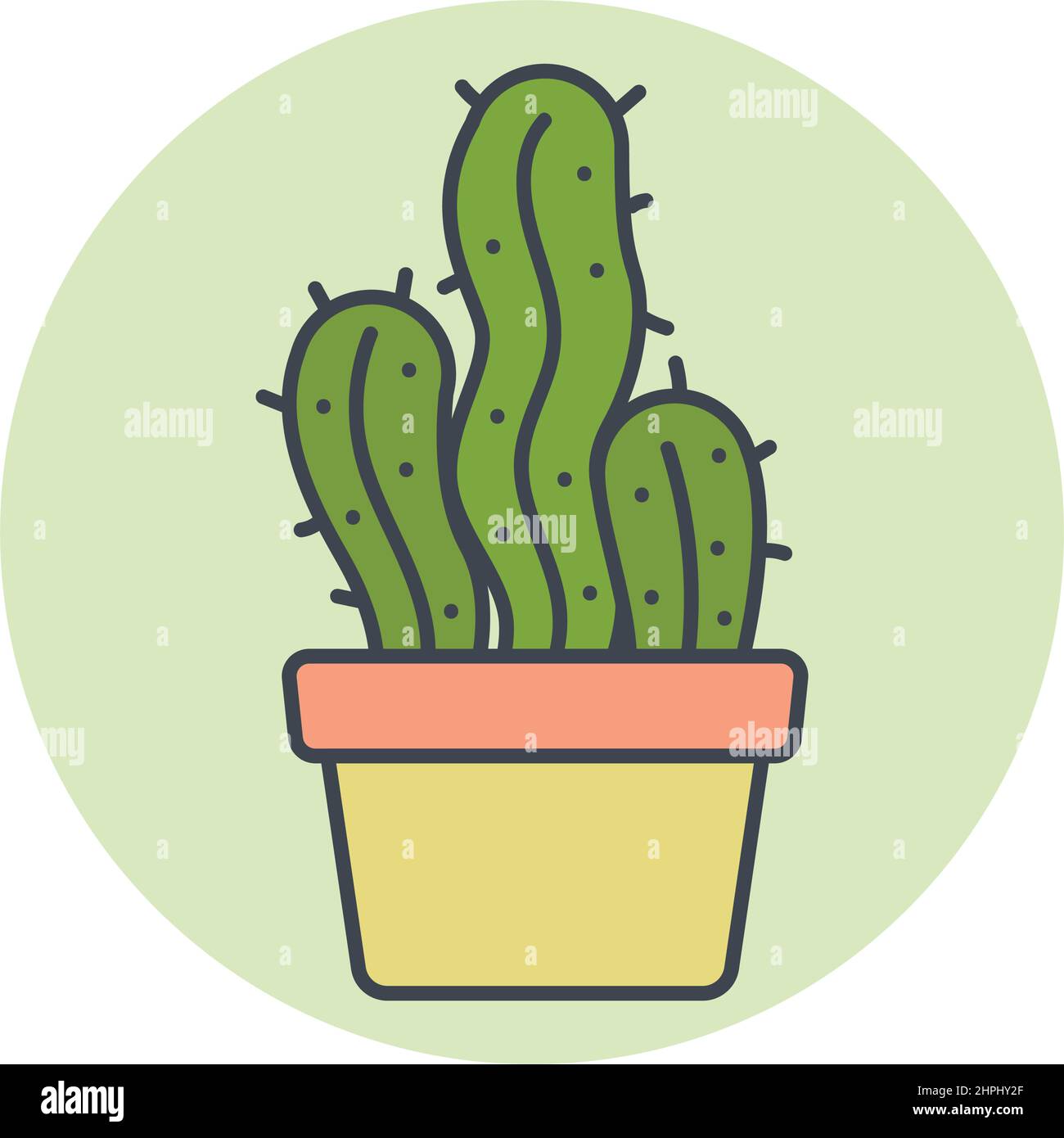 Isolated green cactus on a colored circle frame Vector Stock Vector ...