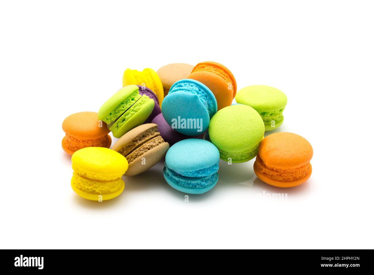 Sweet colourful macaroons isolated on white background Stock Photo - Alamy