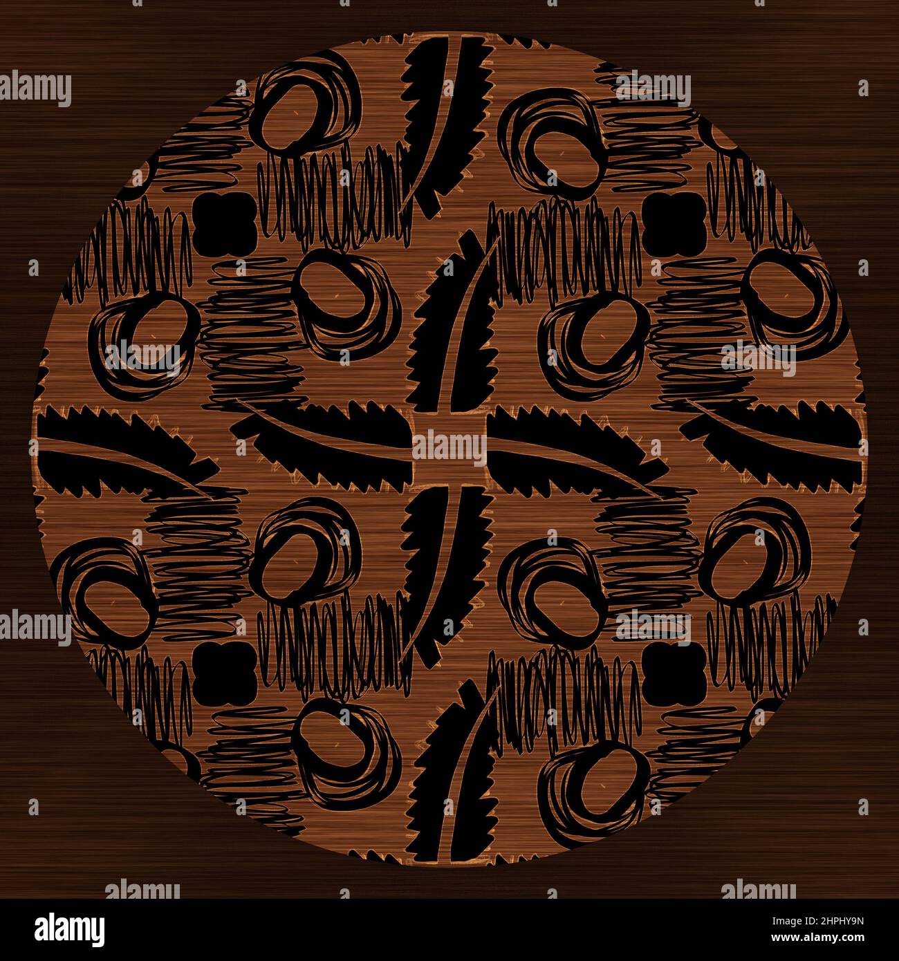 Brown wood effect decorative inlay texture. Seamless engraved oriental ...