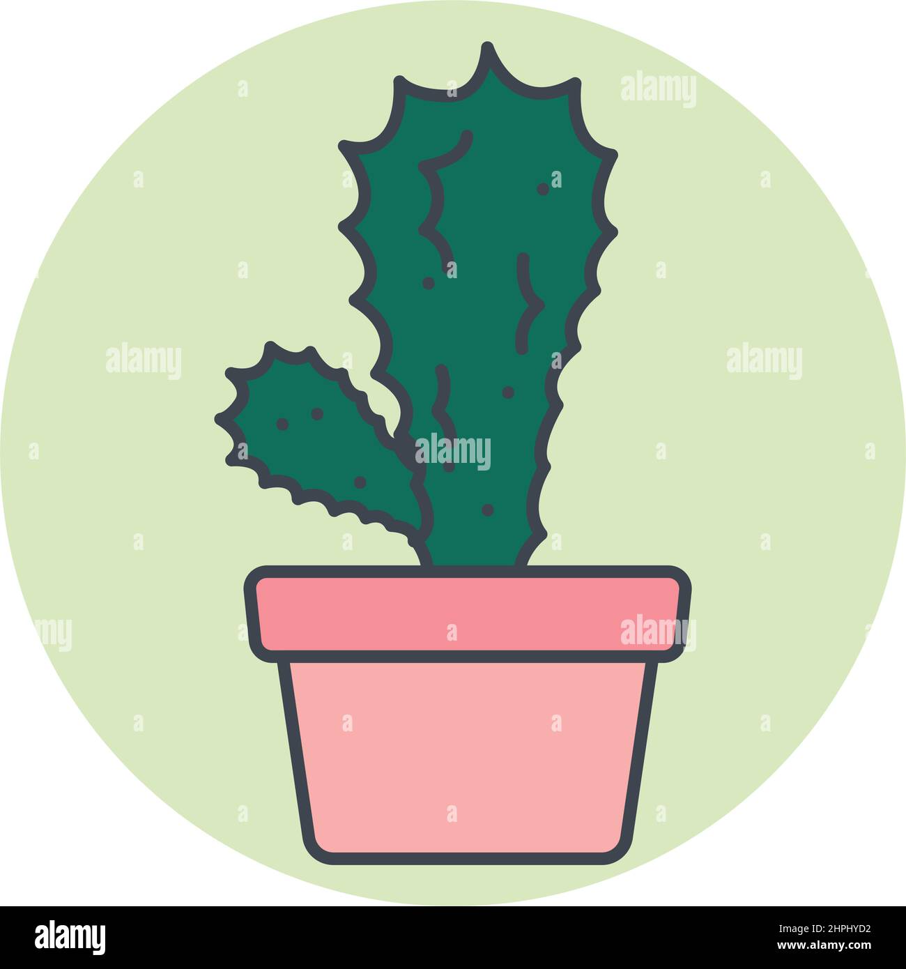 Isolated green cactus on a colored circle frame Vector Stock Vector ...