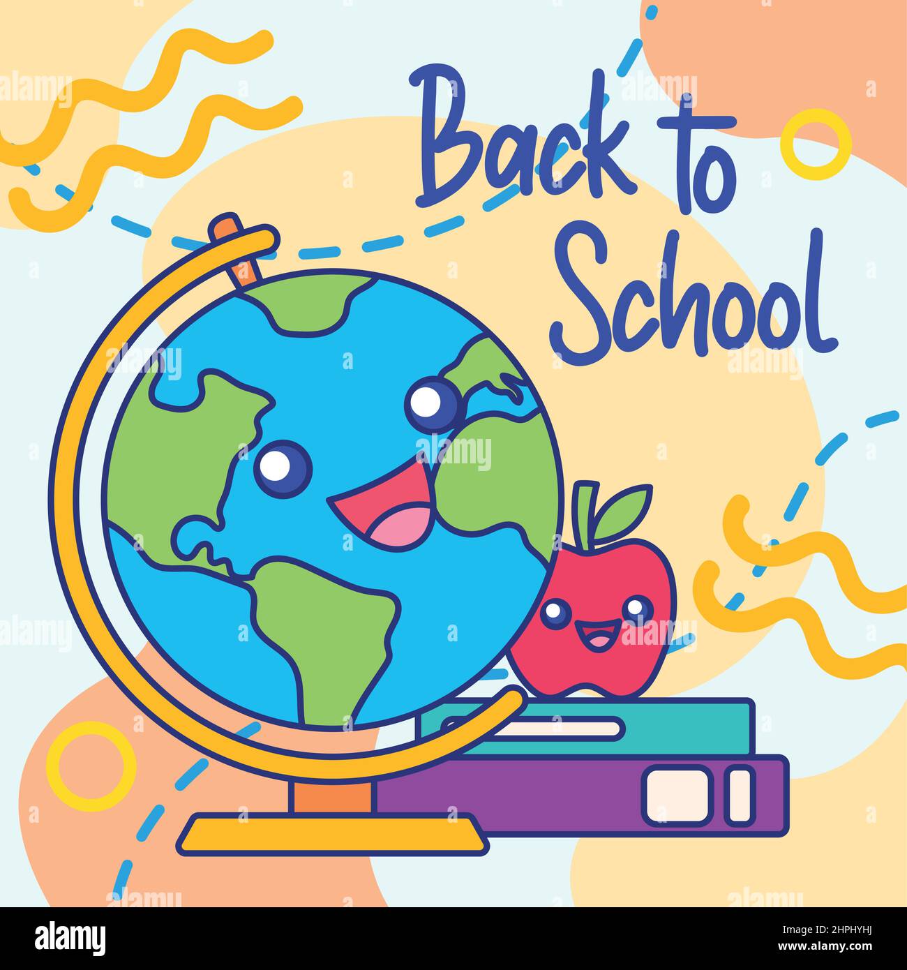 Colored back to school poster geography class happy globe character ...