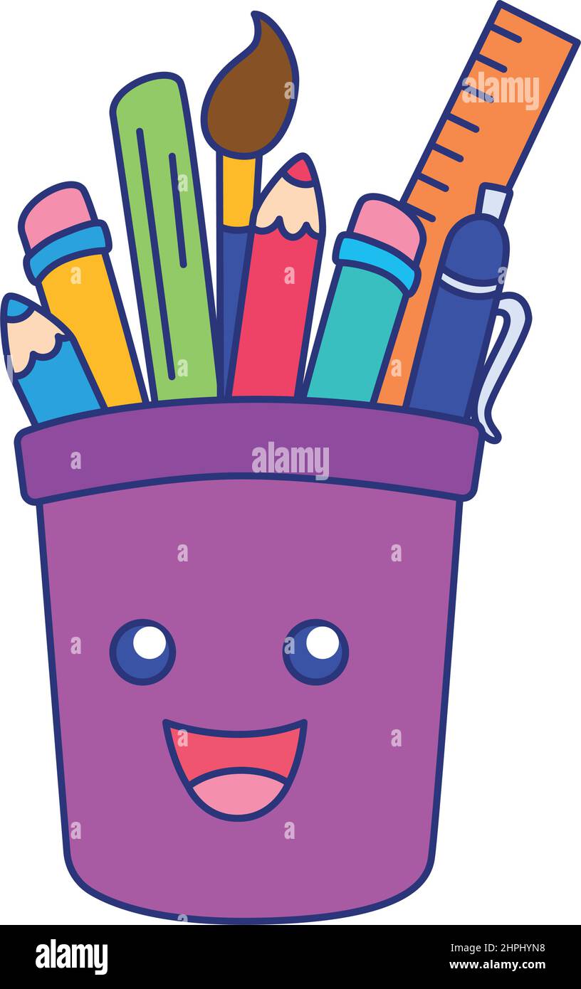 Isolated happy school supplies mug character Vector Stock Vector Image ...