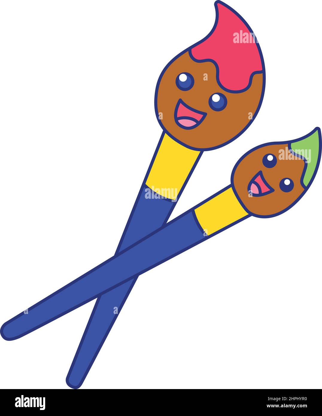 Isolated colored happy art brushes cartoons Vector Stock Vector Image ...