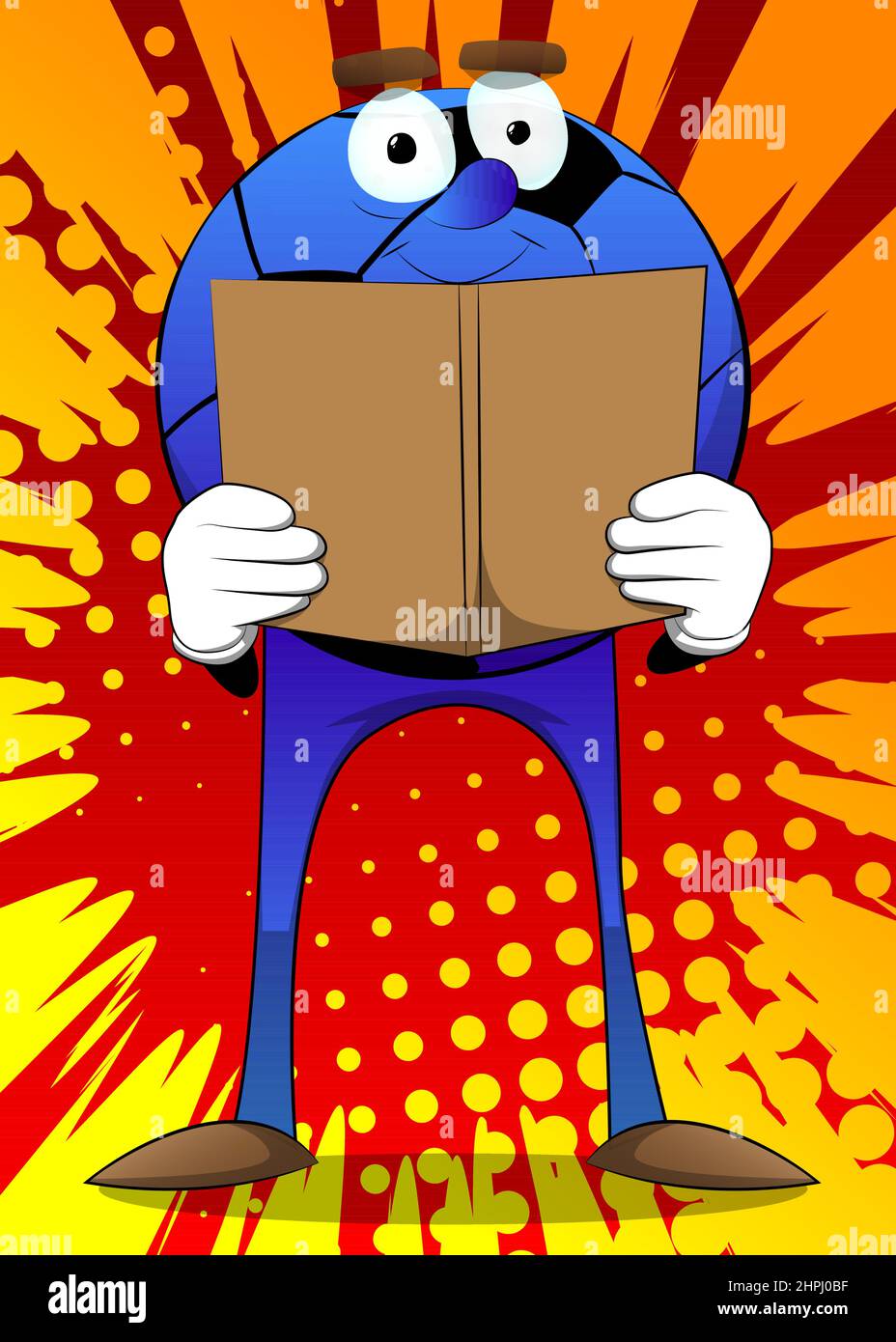 Soccer ball reading a book. Traditional football ball as a cartoon ...