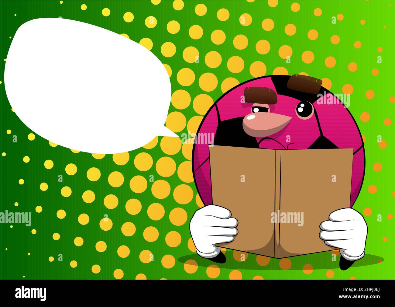 Soccer ball reading a book. Traditional football ball as a cartoon ...