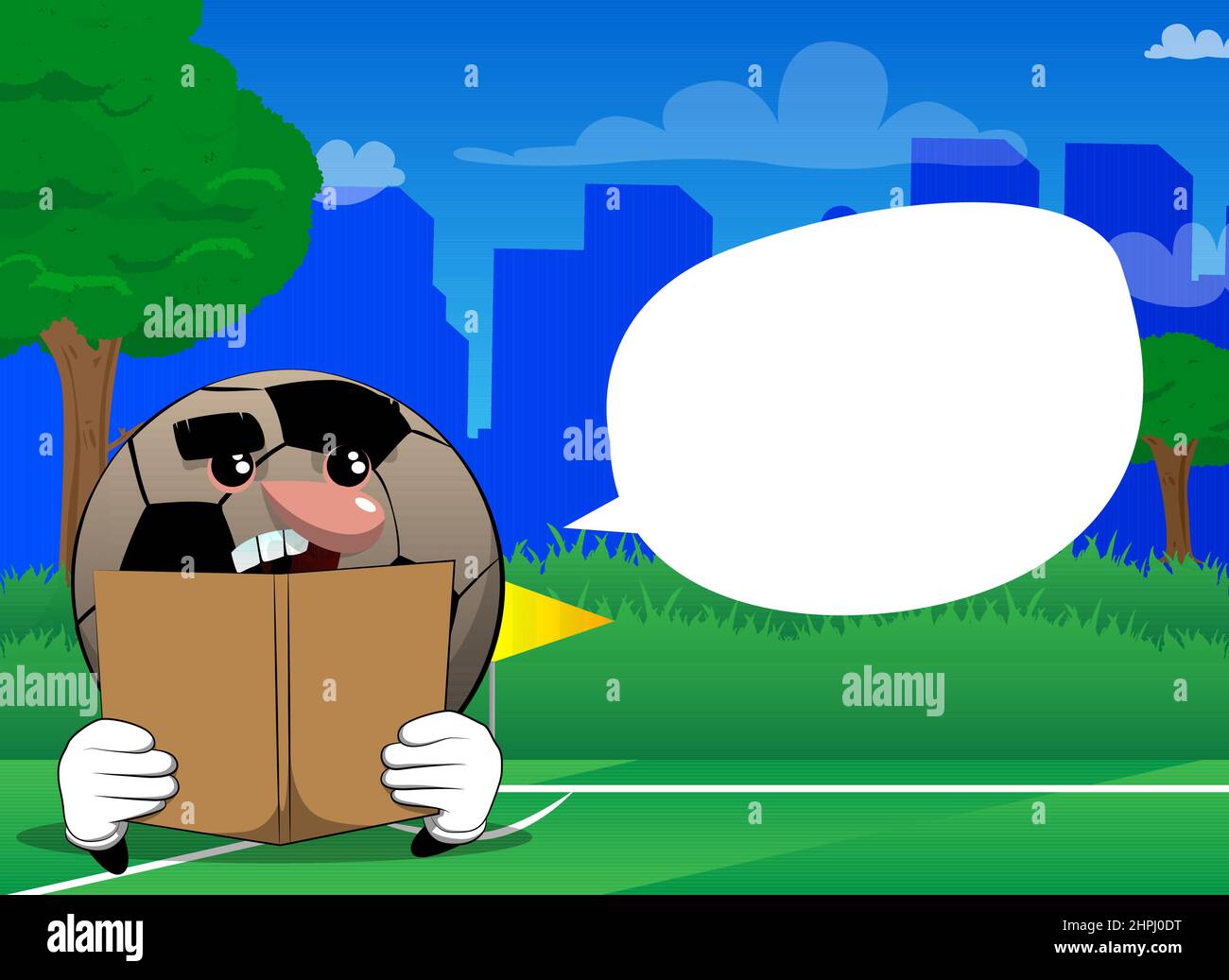 Soccer ball reading a book. Traditional football ball as a cartoon ...