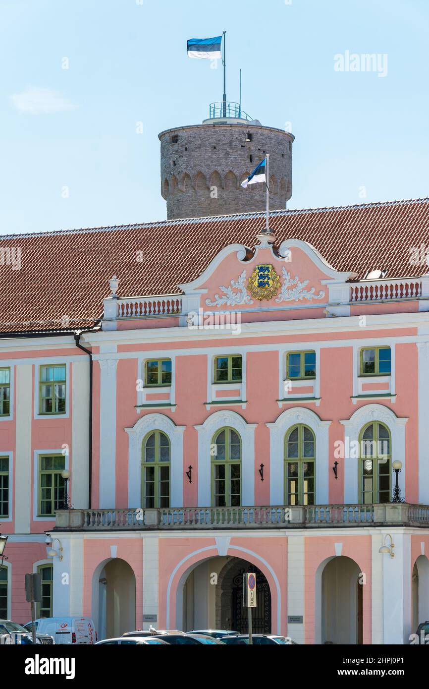 Estonian Parliament house on Toompea hill with Pikk Hwerman tower in ...