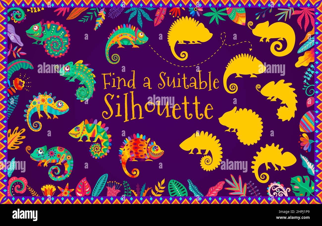 Find a suitable silhouette of mexican chameleon lizards. Kids vector ...