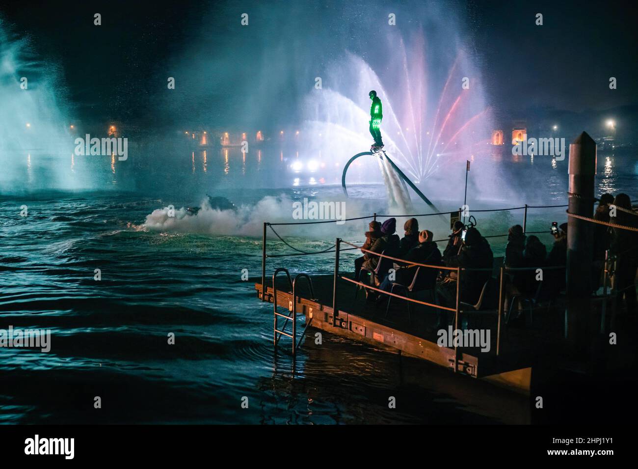 People seen seeing a robot on the water during the Venice Carnival.A ...