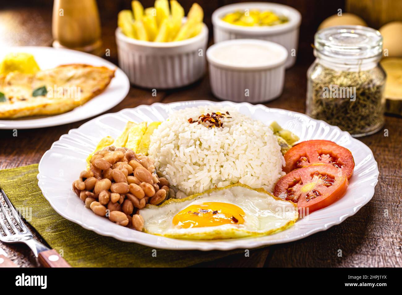 plate of rice and beans typical of brazil, healthy and light food ...