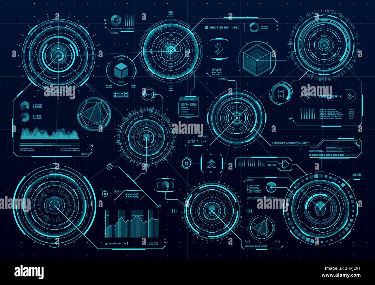HUD futuristic circular panels, Sci Fi web interface and business ...