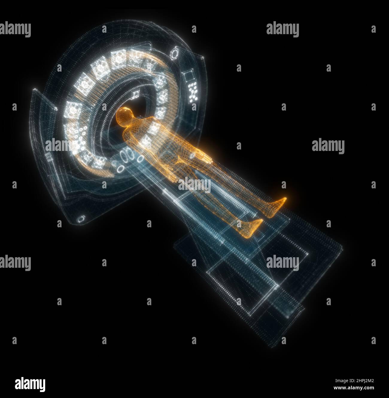 Digital MRI scan with patient Hologram. Medicine and Technology Concept ...