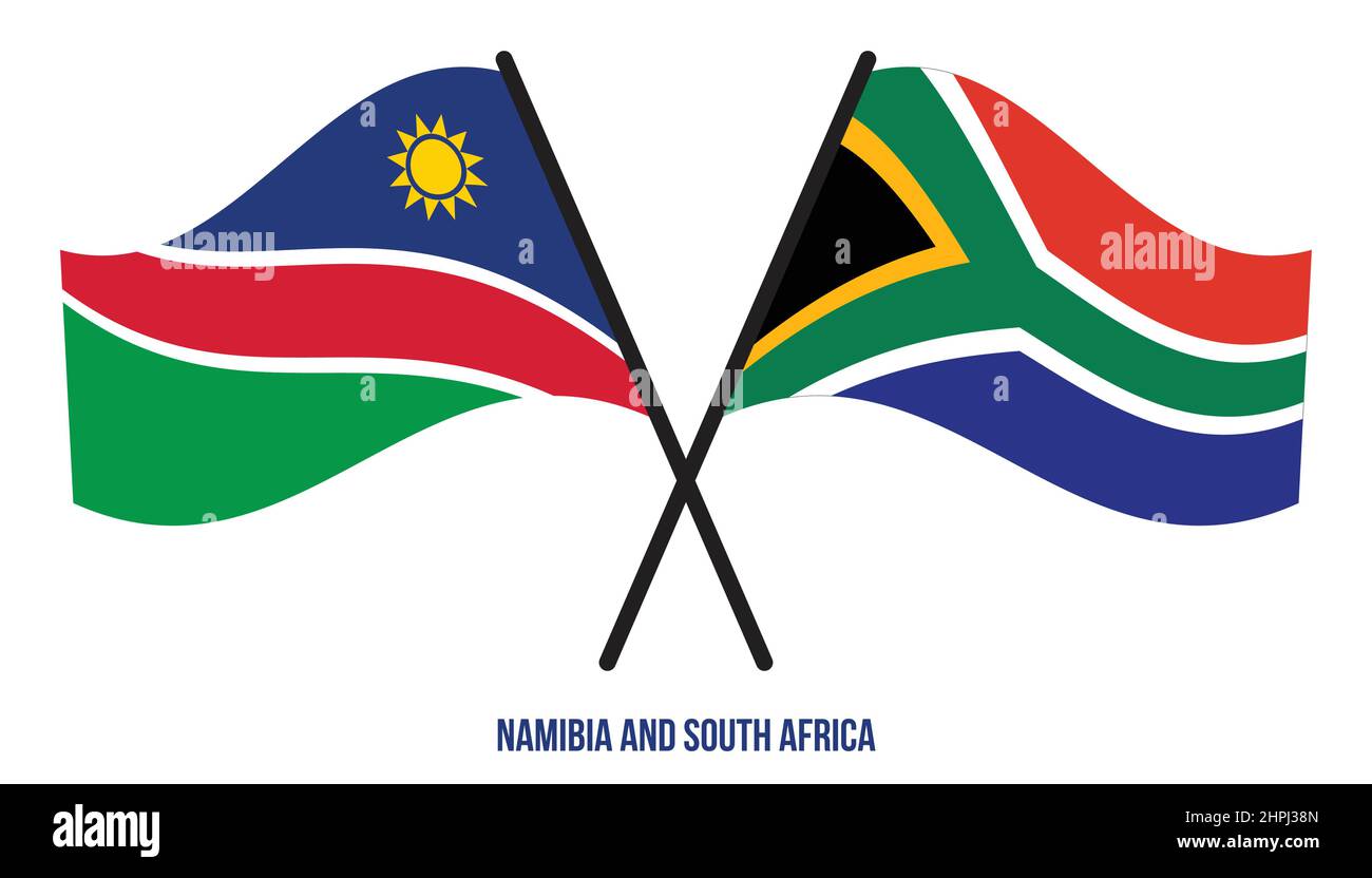 Namibia and South Africa Flags Crossed And Waving Flat Style. Official ...