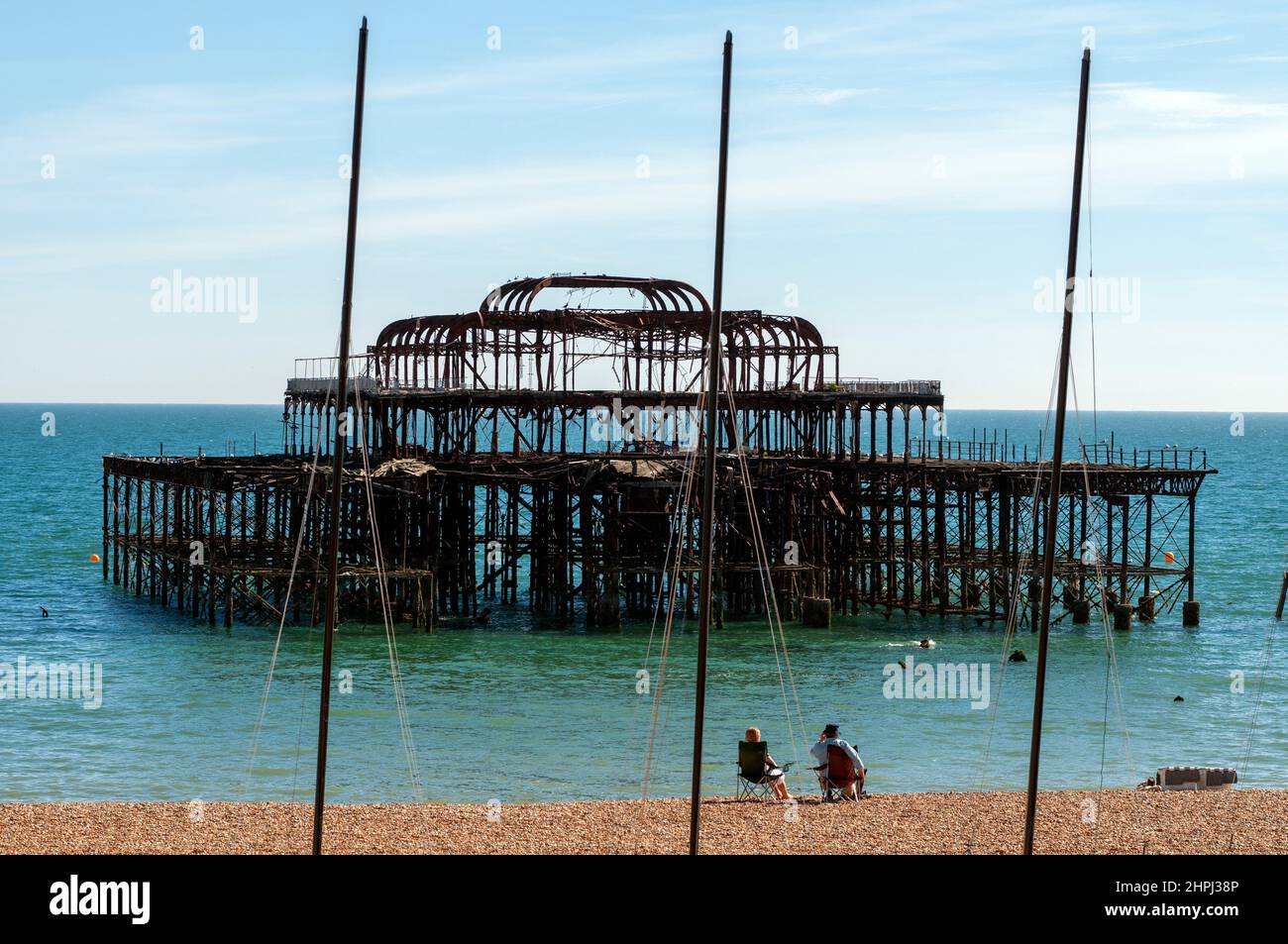 The old burnt west Pier, Brighton, United Kingdom Stock Photo - Alamy