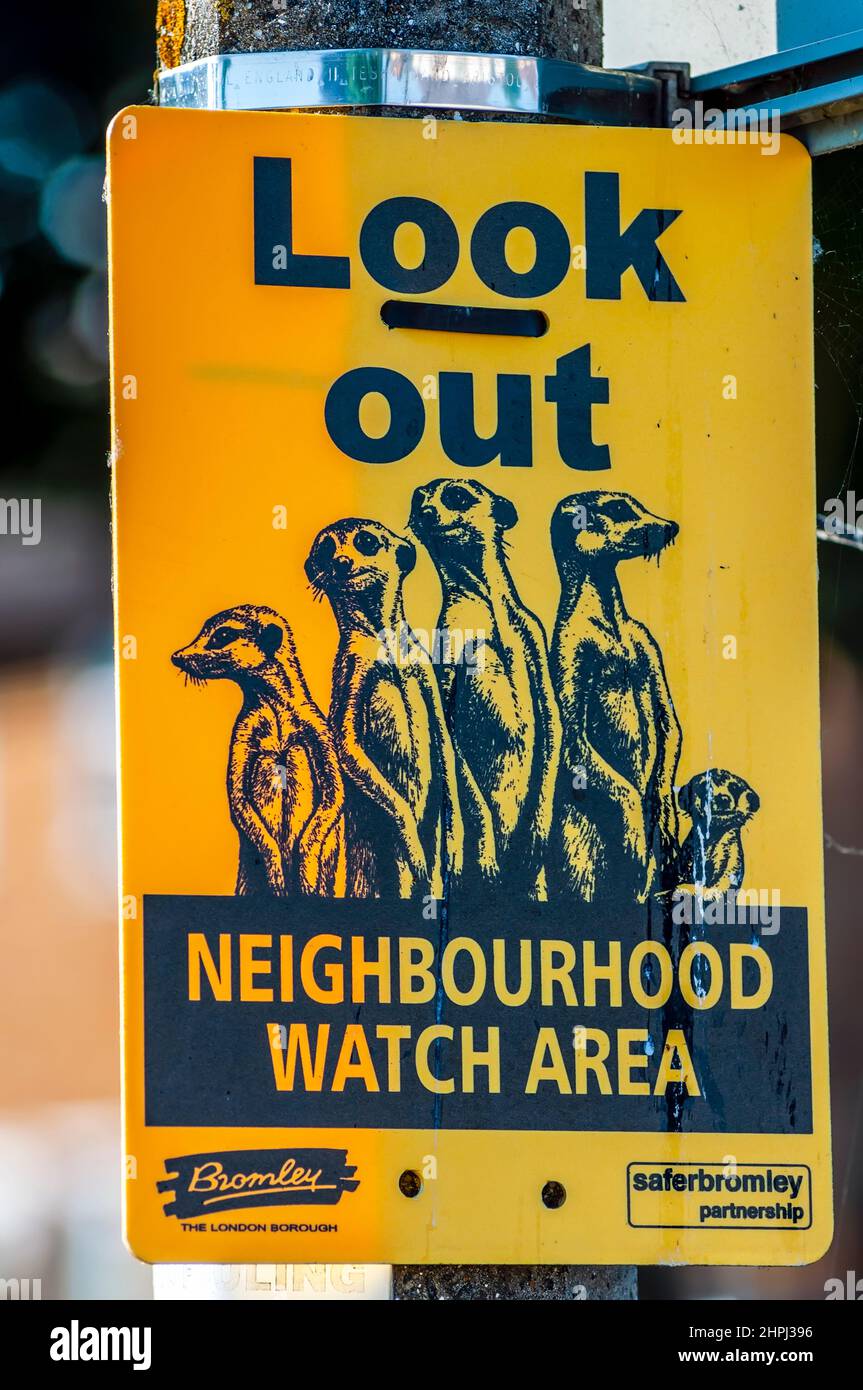 Neighborhood lookout sign, London, United Kingdom Stock Photo - Alamy