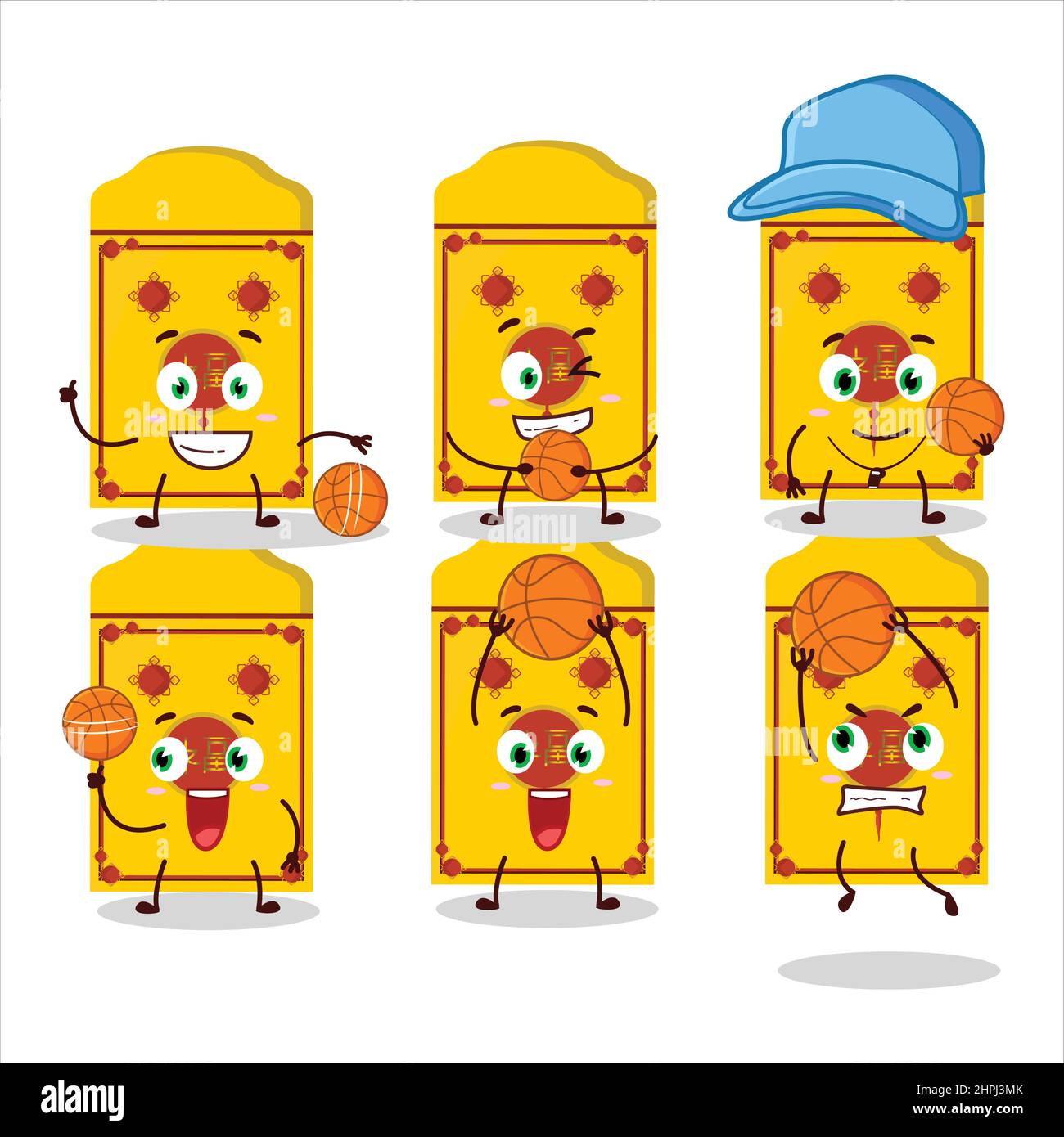 Talented yellow packets chinese cartoon character as a basketball ...
