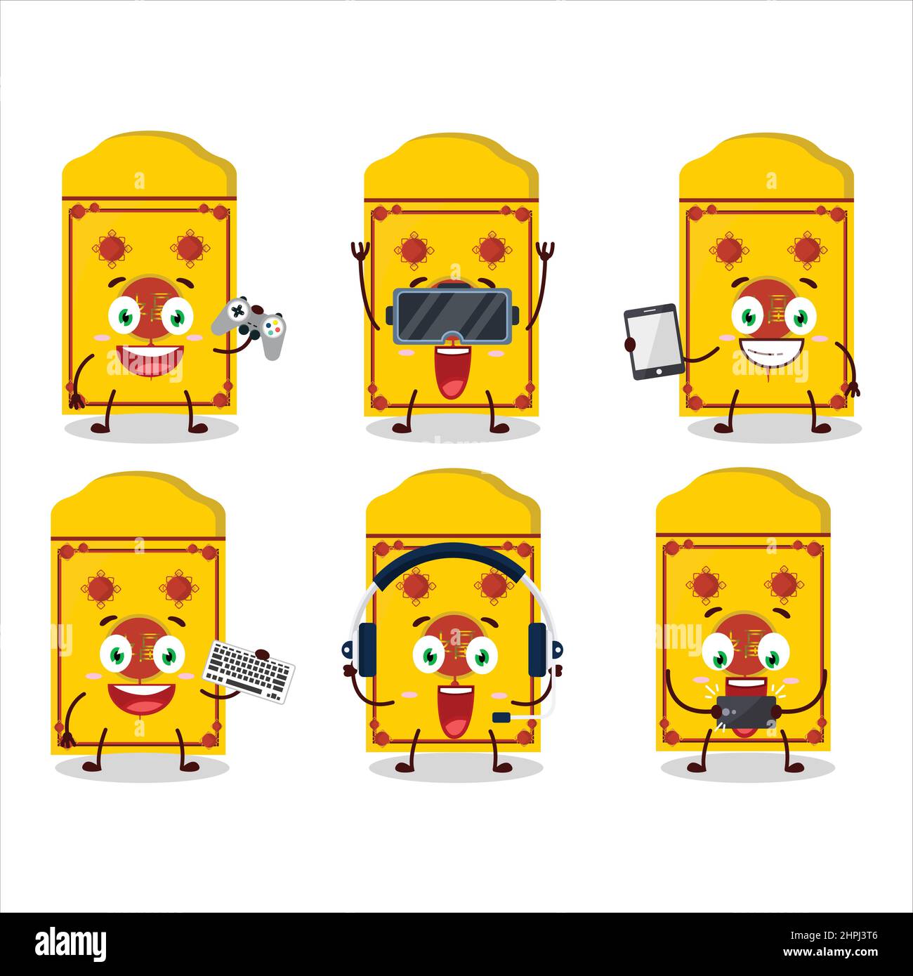 Yellow packets chinese cartoon character are playing games with various ...
