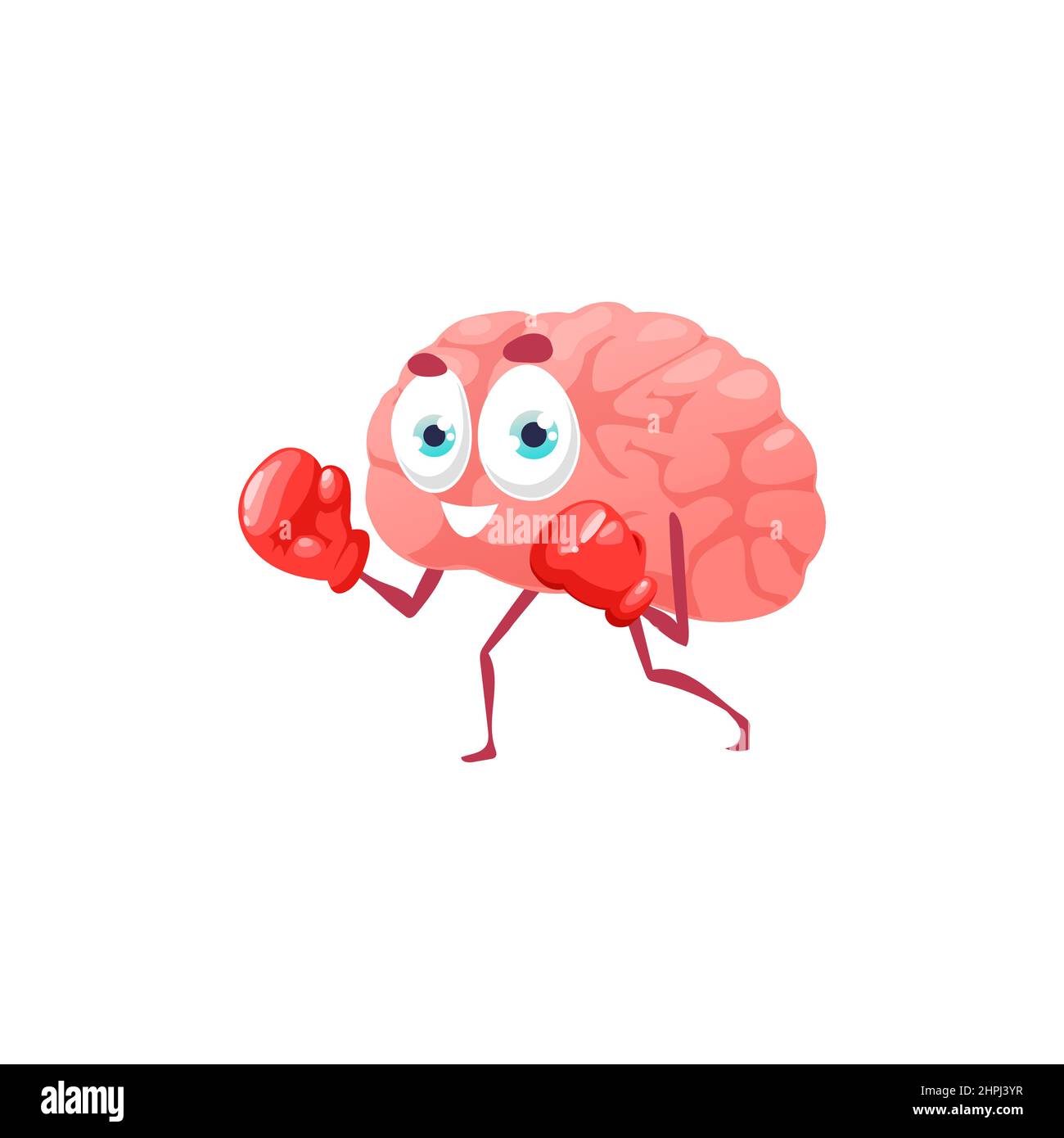 Pink brain sportive boxing athlete isolated cartoon character. Vector ...