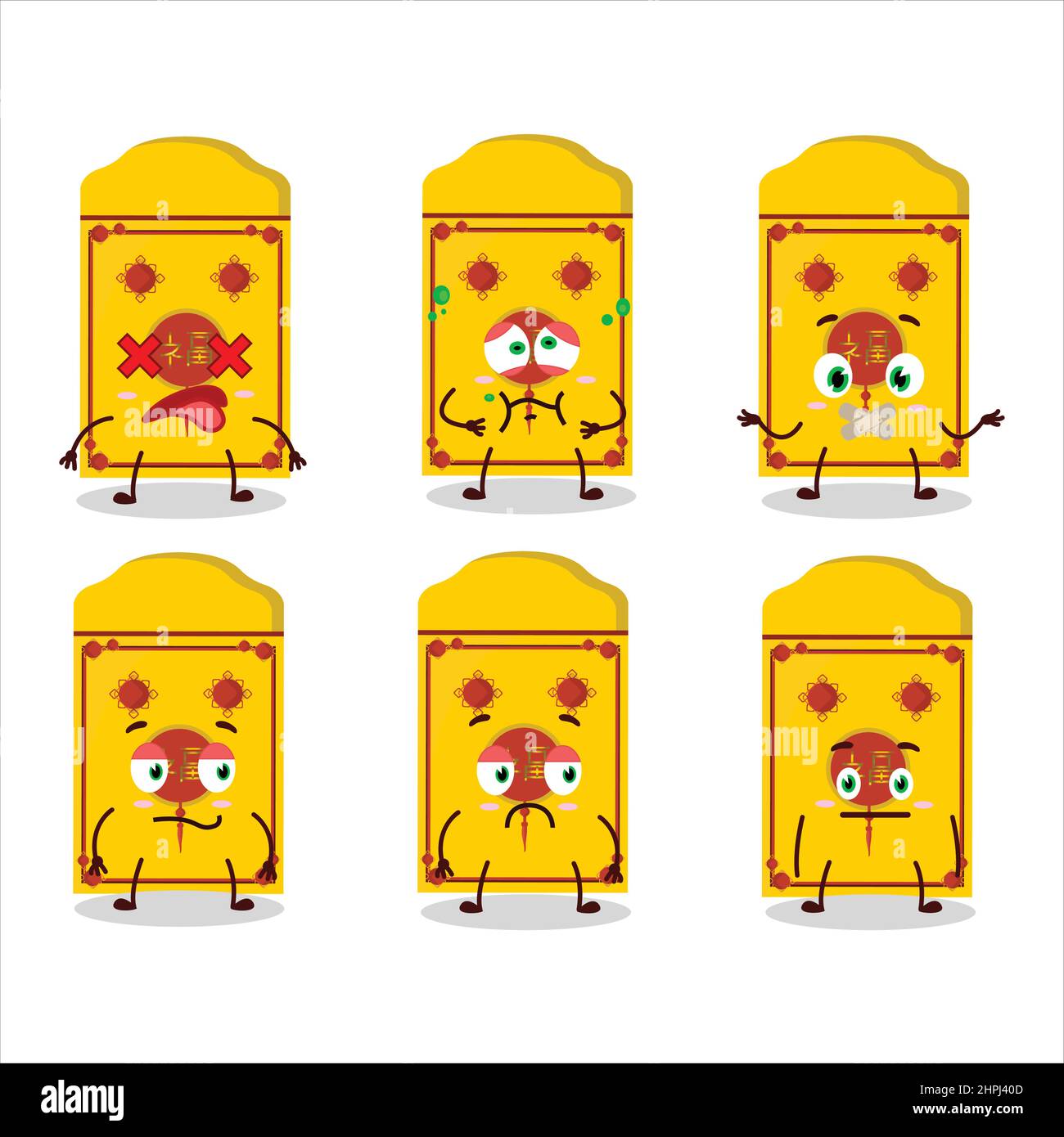 Yellow Packets Chinese Cartoon Character Bring The Flags Of Various