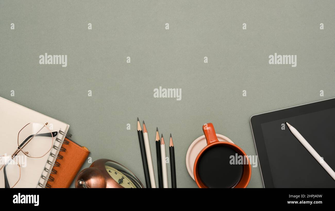 Modern study table or office desk background with copy space for ...