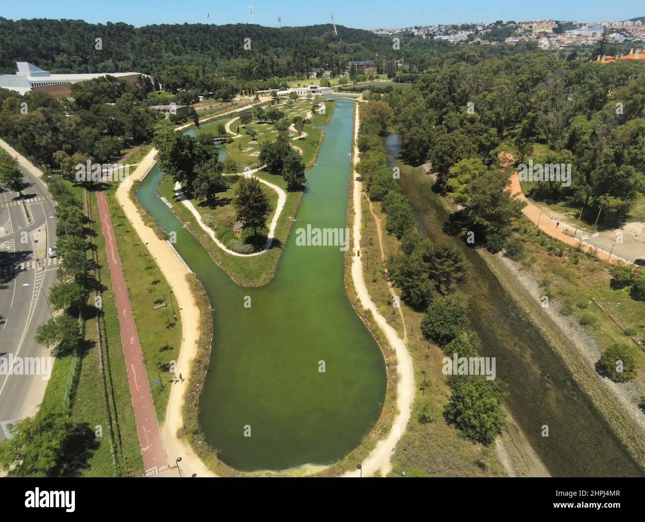 Aerial shot of Jamor Sports Complex in Alges, Portugal Stock Photo - Alamy