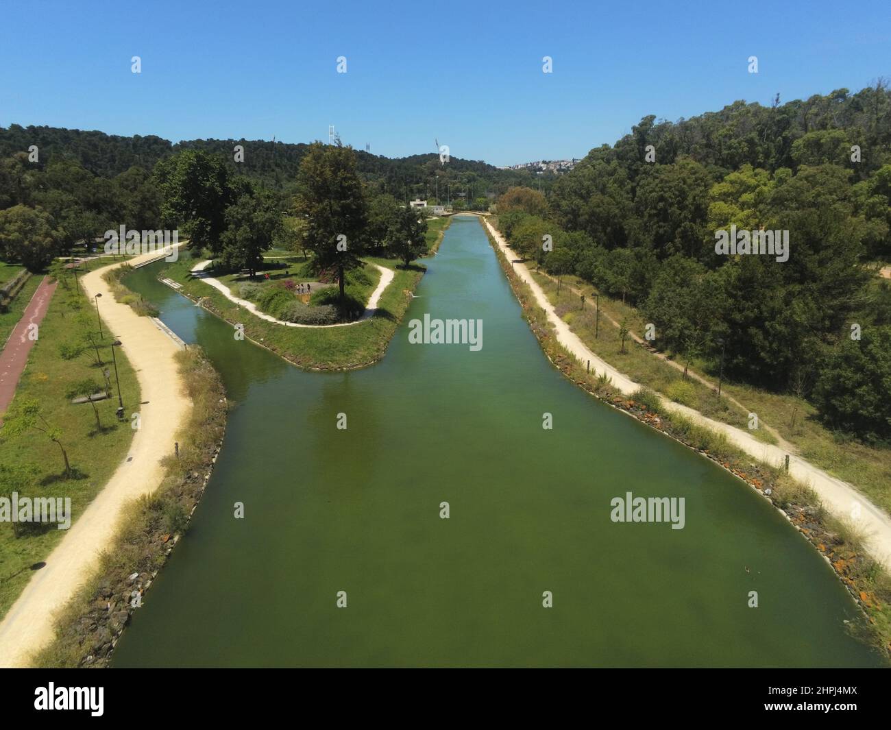 An aerial shot of Jamor Sports Complex in Alges, Portugal Stock Photo ...