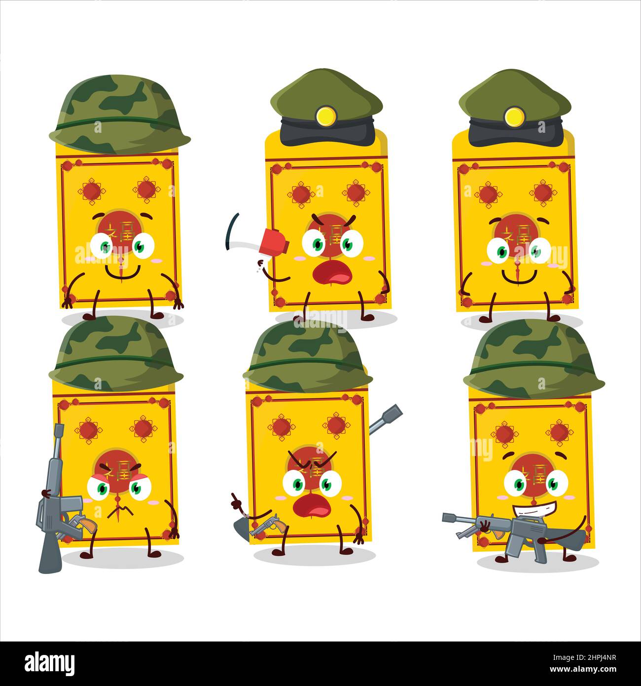 A charming soldier yellow packets chinese cartoon picture bring a gun ...