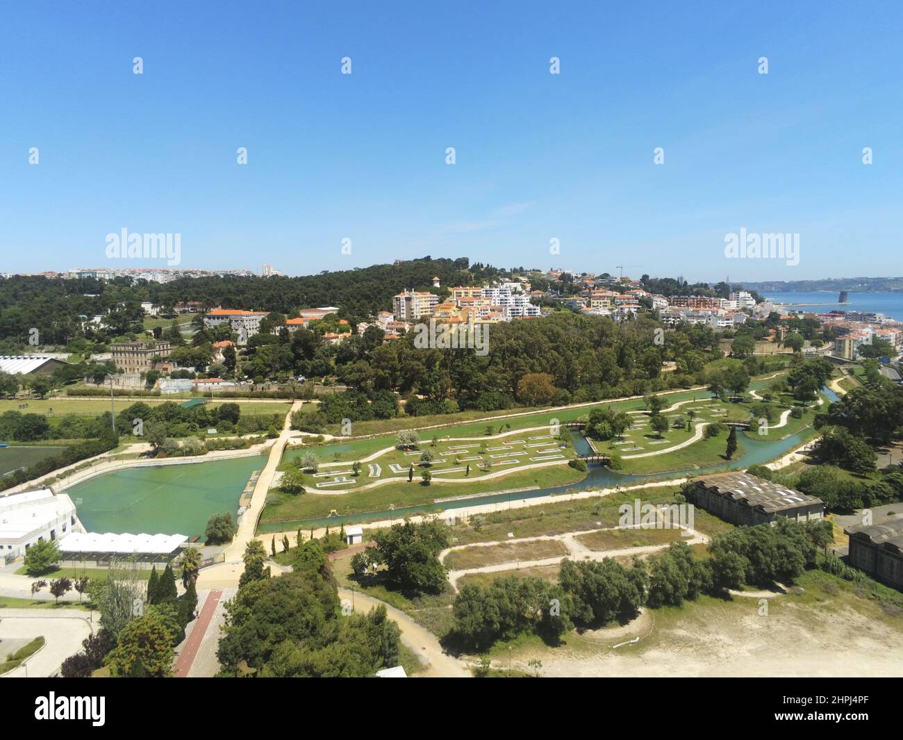 Aerial shot of Jamor Sports Complex in Alges, Portugal Stock Photo - Alamy