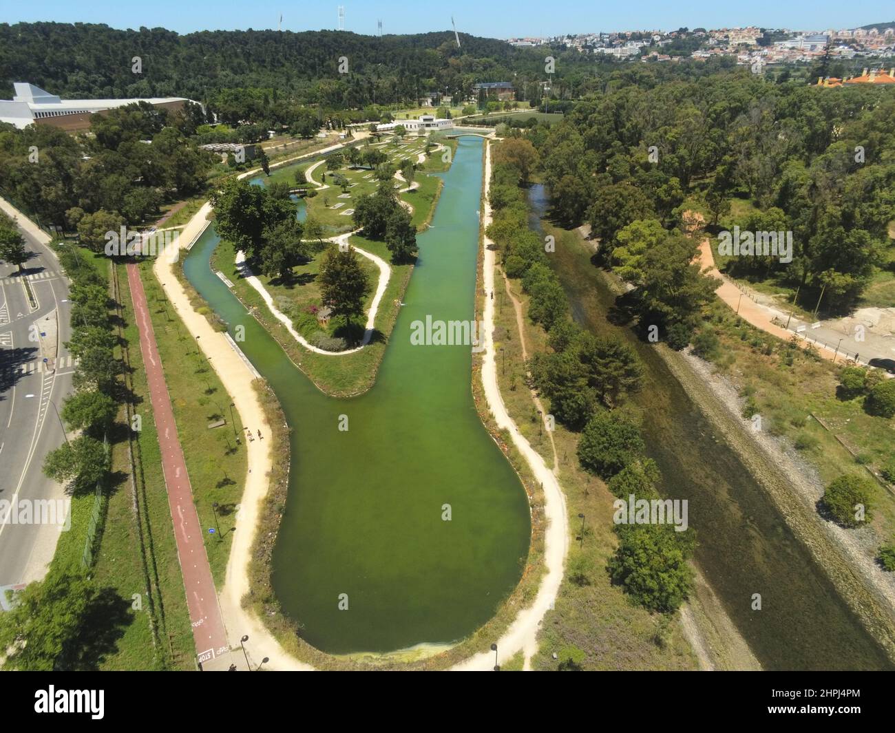 Aerial shot of Jamor Sports Complex in Alges, Portugal Stock Photo - Alamy