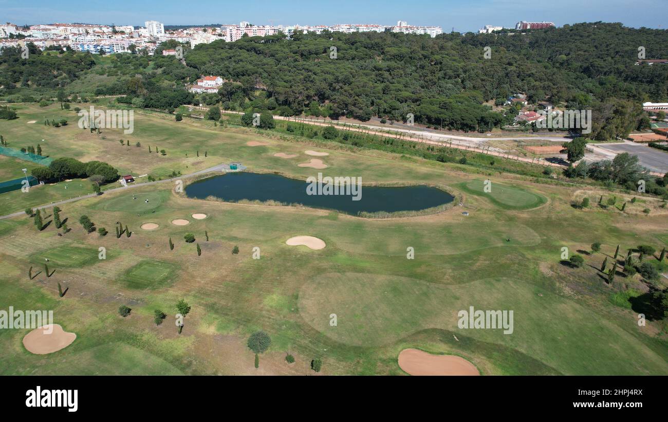 Aerial shot of Jamor Sports Complex in Alges, Portugal Stock Photo - Alamy