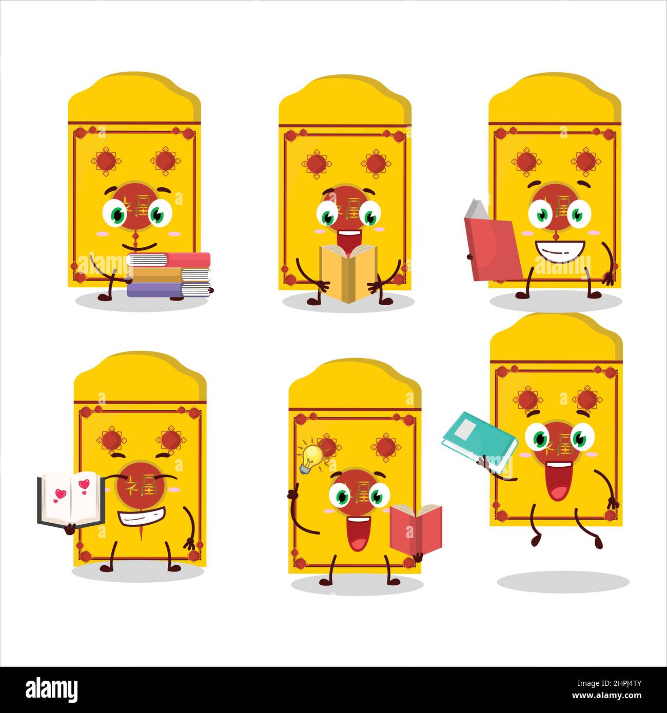 A picture of yellow packets chinese cartoon character concept reading ...