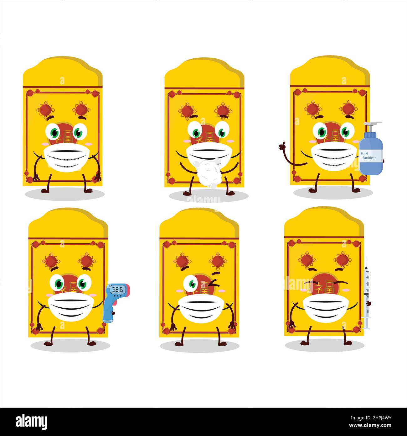 A picture of yellow packets chinese cartoon design style keep staying ...
