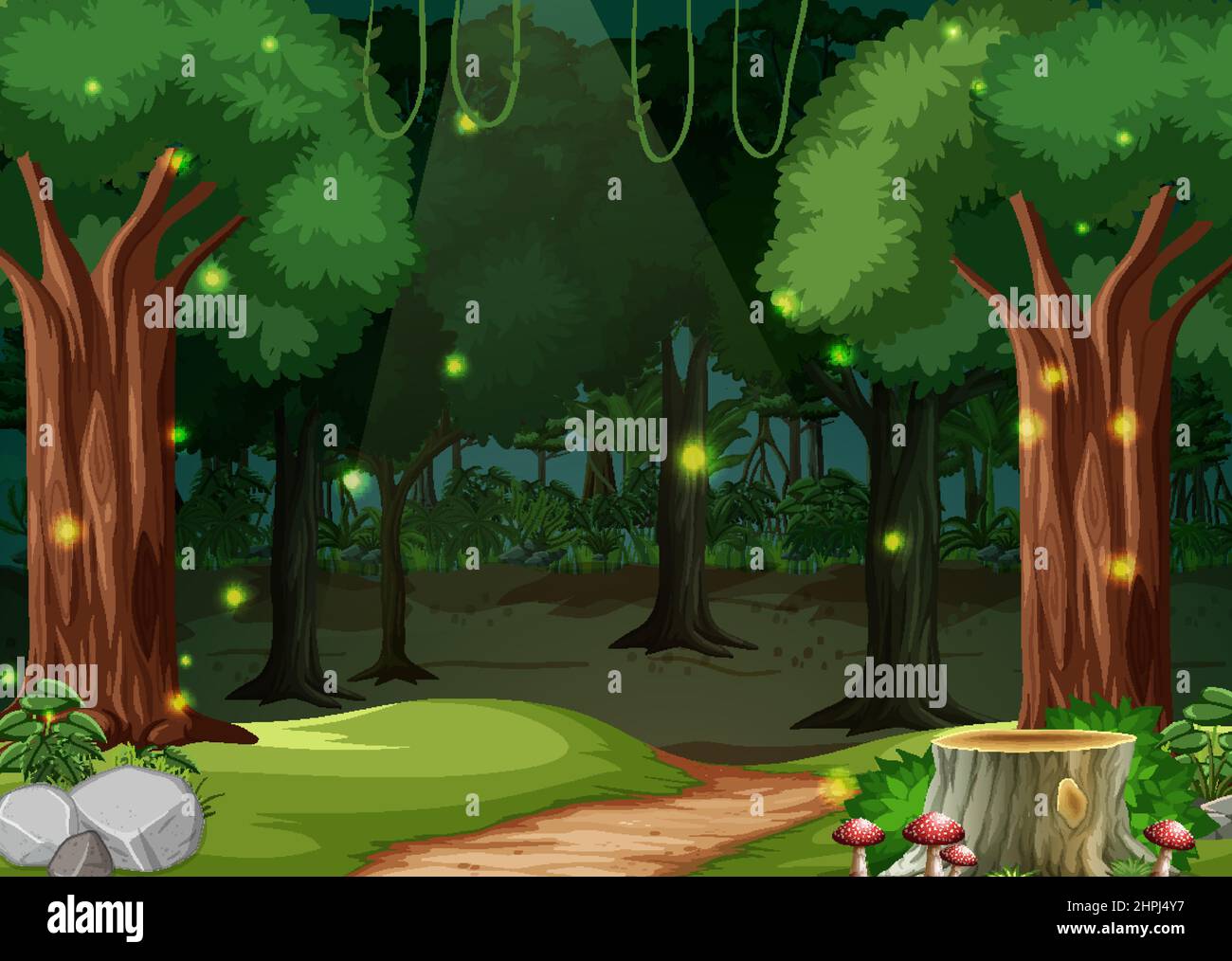 Enchanted forest landscape background illustration Stock Vector Image ...