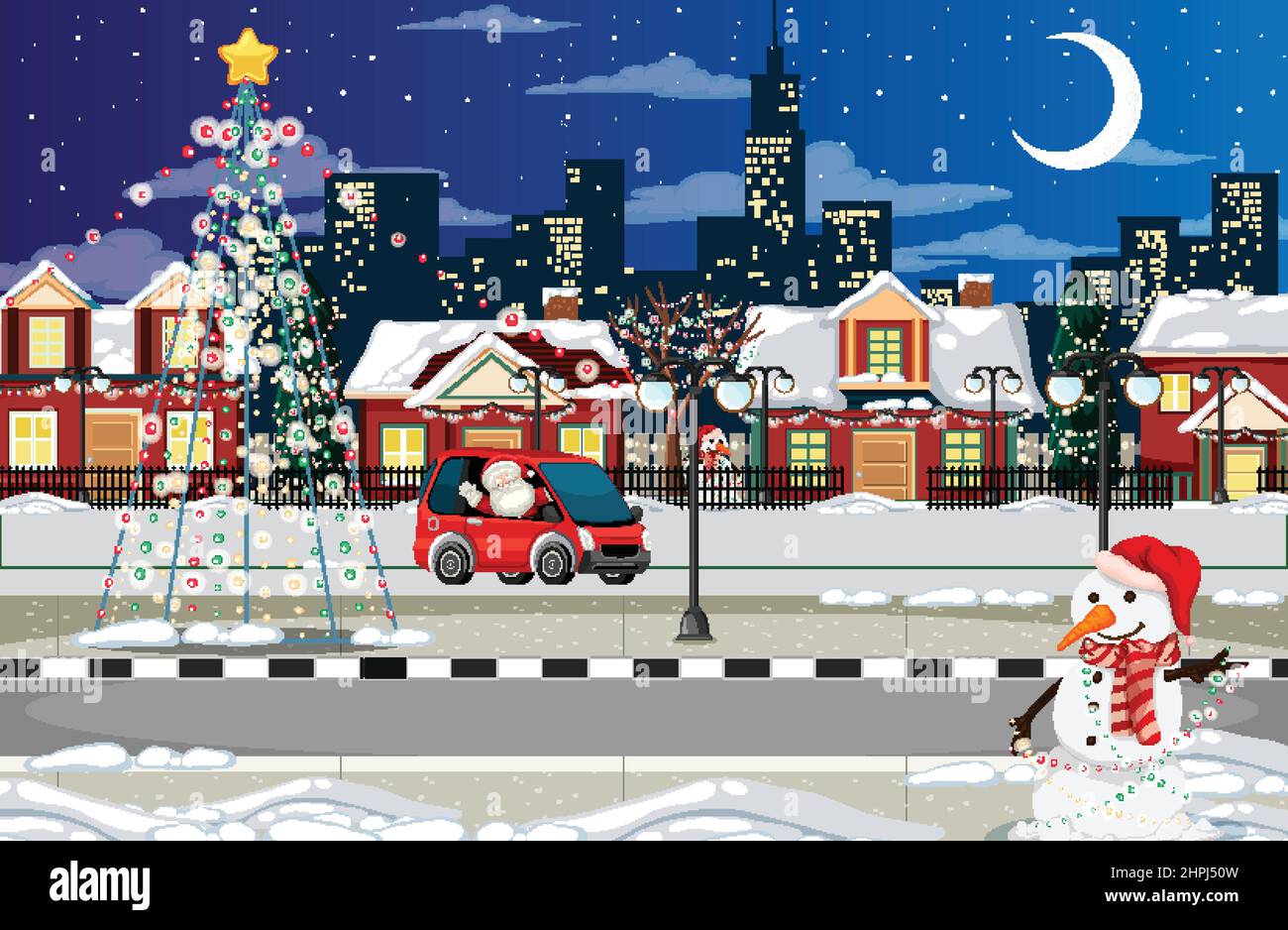 Night festive car Stock Vector Images - Alamy