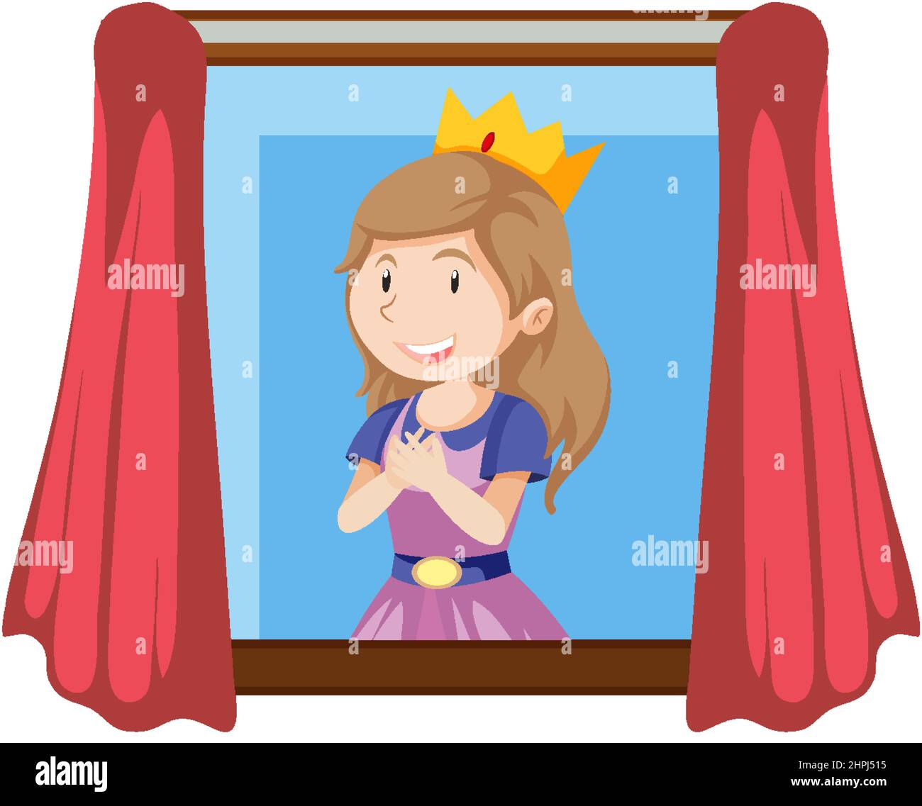 Happy princess standing by the window illustration Stock Vector Image ...