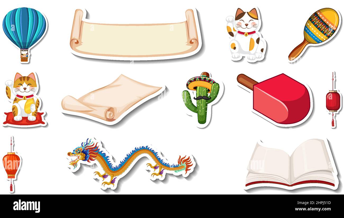 Set of different traditional objects illustration Stock Vector Image ...