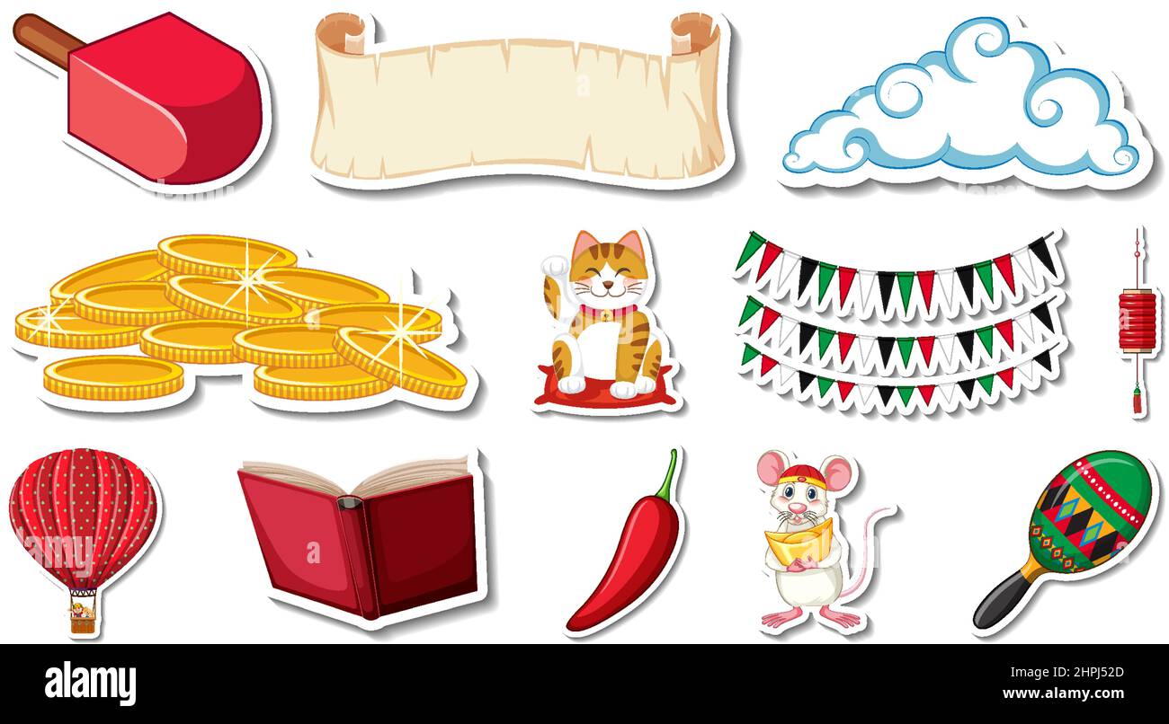 Set of different traditional objects illustration Stock Vector Image ...