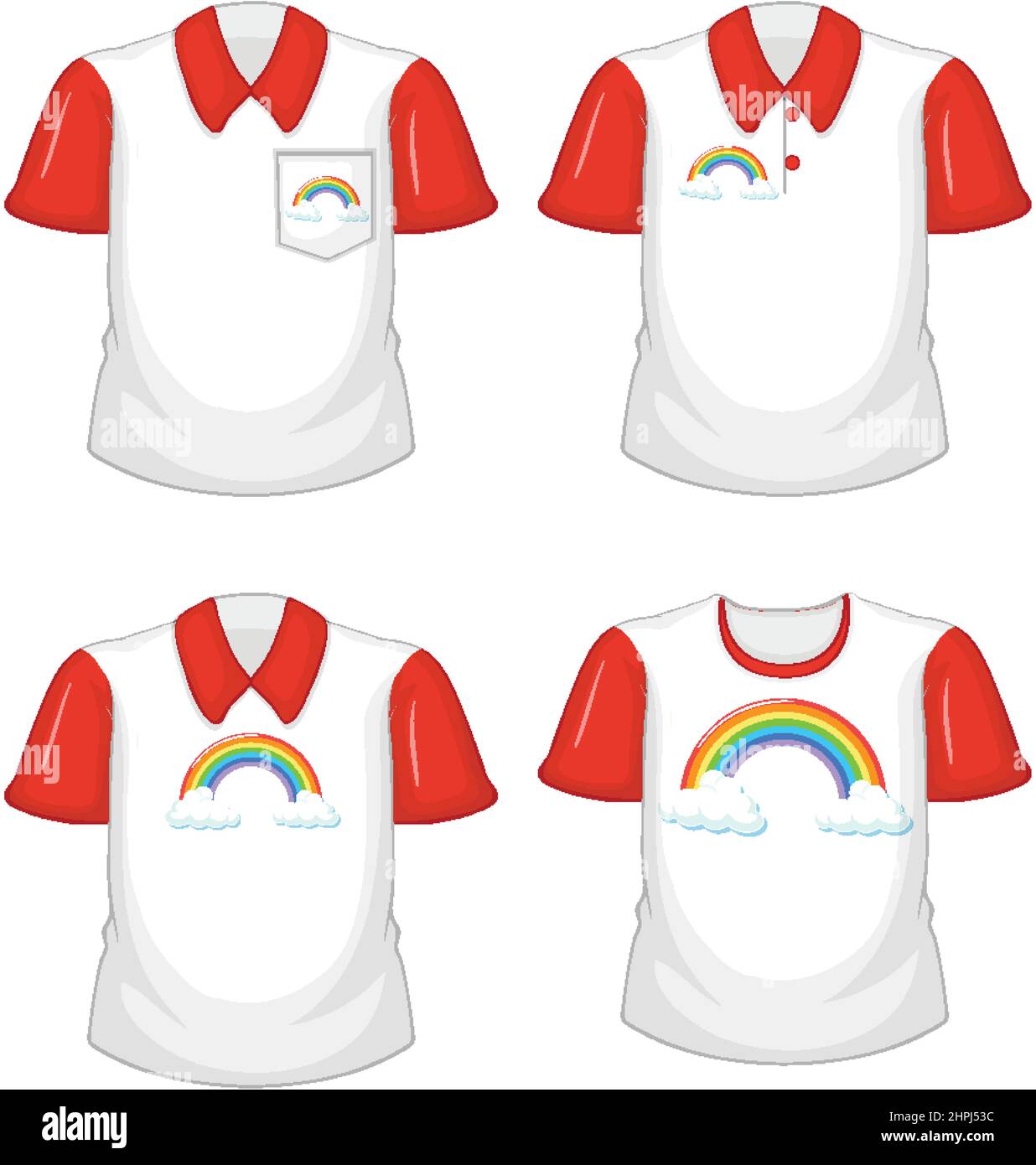 A white shirt with red sleeves on white background illustration Stock ...