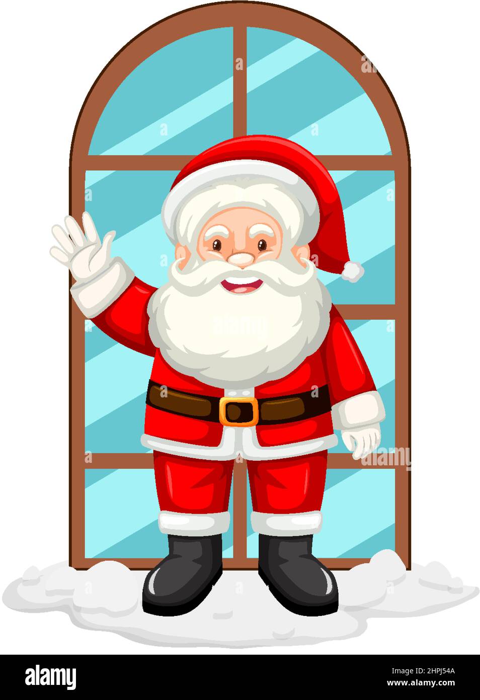 Santa waving hand by the window illustration Stock Vector Image & Art ...