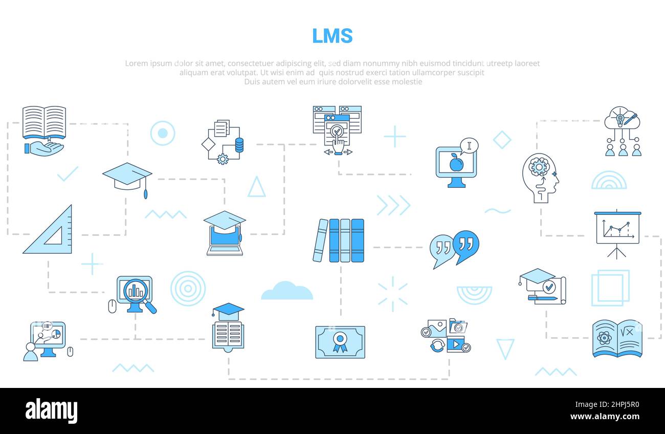 lms learning management system concept with icon set template banner ...