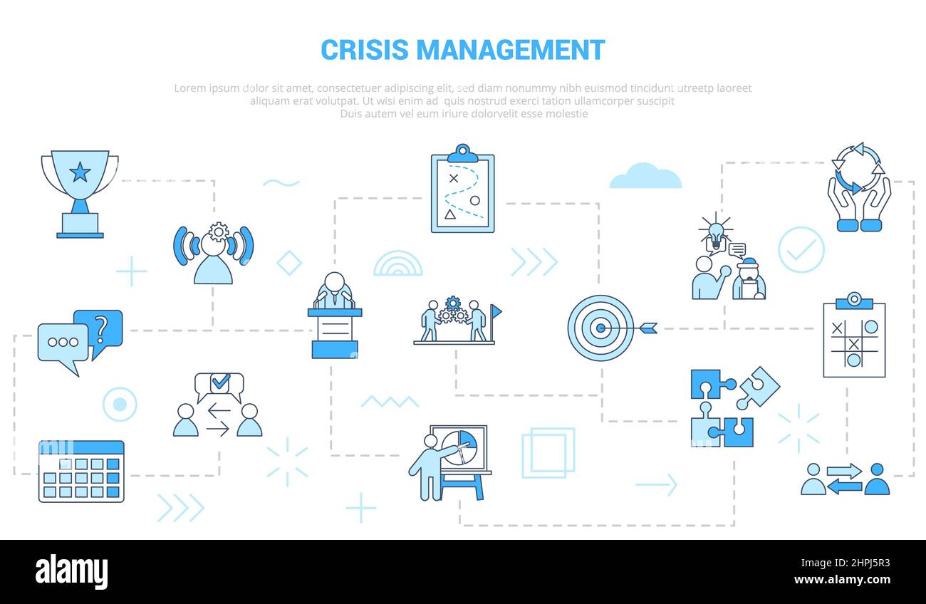 crisis management concept with icon set template banner with modern ...
