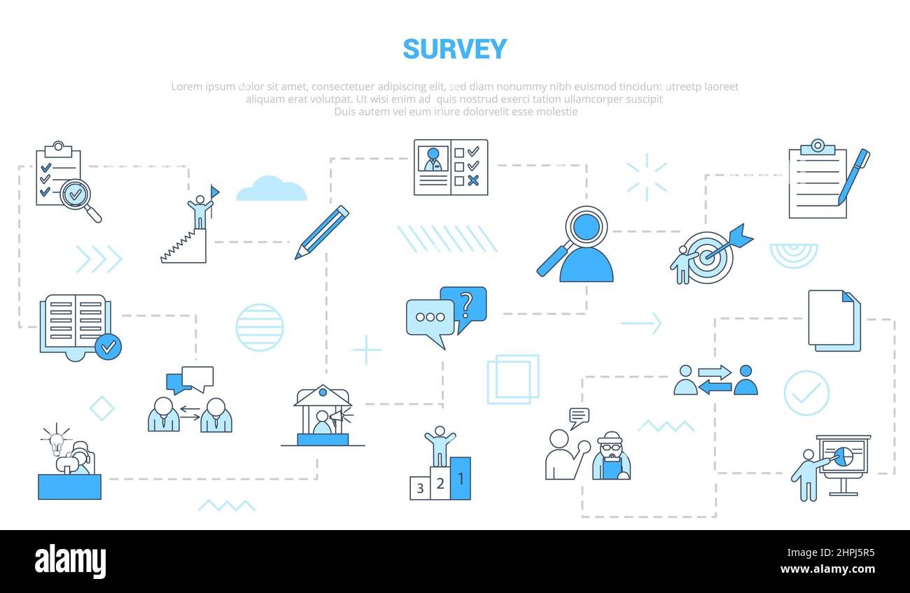 survey business concept with icon set template banner with modern blue ...